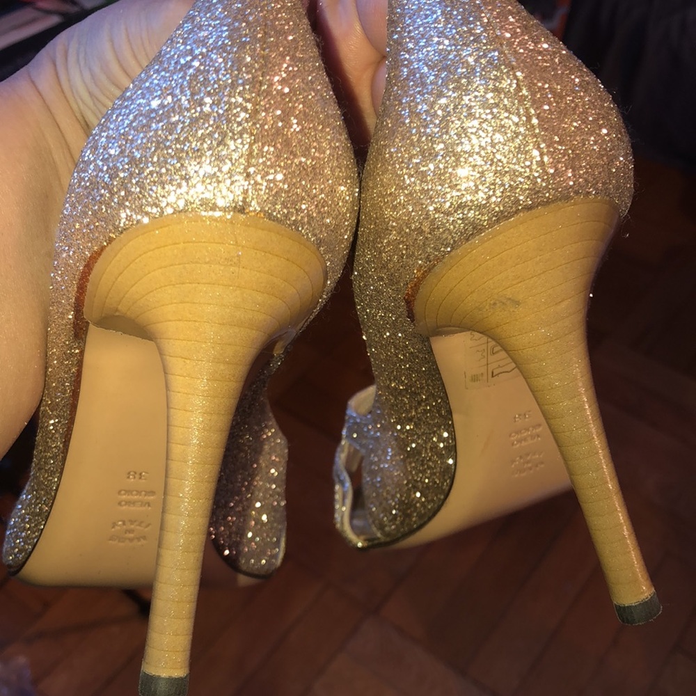 Studio Pollini Gold Glitter Stiletto Pumps - Gem
